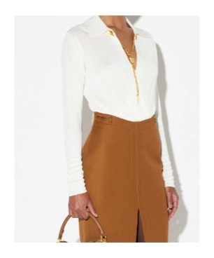 Elisabetta Franchi Viscose Yarn Bodysuit With Jewel Chain Detail