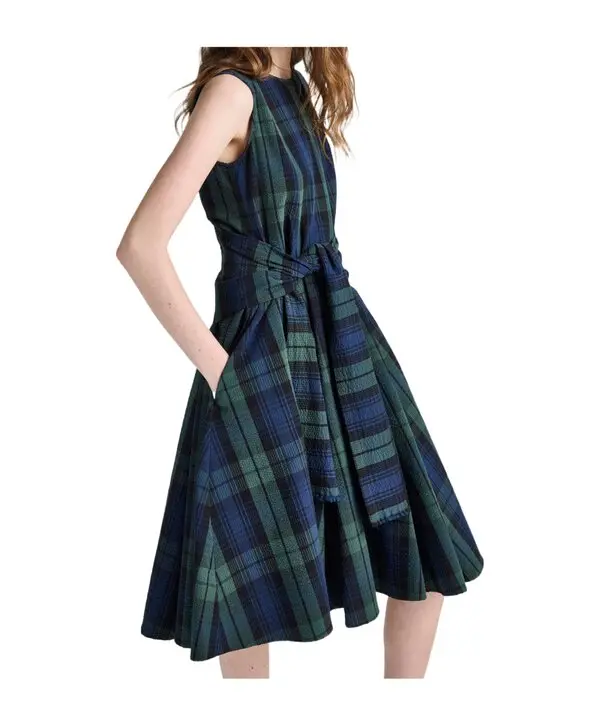 J.W.ANDERSON Cloque Dress In Navy Green