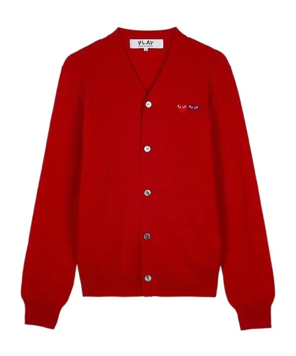 Play Comme Des Garcon Double-heart Wool Cardigan
