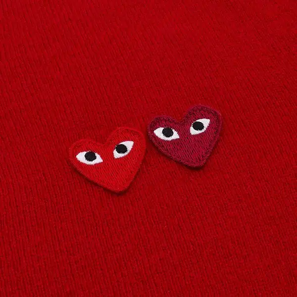 Play Comme Des Garcon Double-heart Wool Cardigan