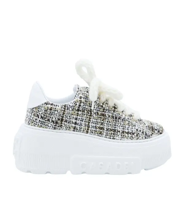 Casadei Platform Tweed Low-top Sneakers - White