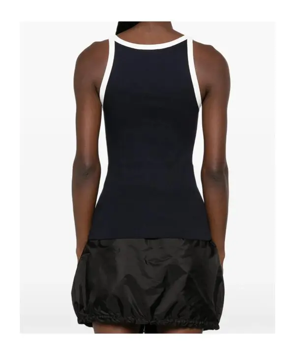Prada Ribbed-knit Logo-patch Vest Top