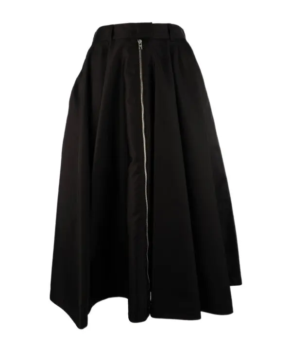 Prada Re-nylon Flared Skirt With Belt Loops And Front Zipper - Black