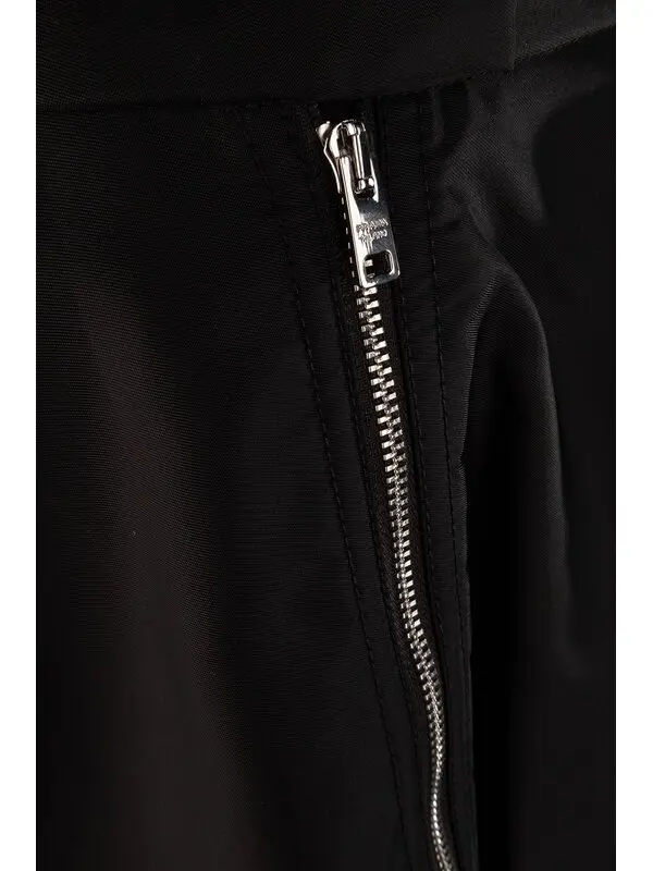 Prada Re-nylon Flared Skirt With Belt Loops And Front Zipper