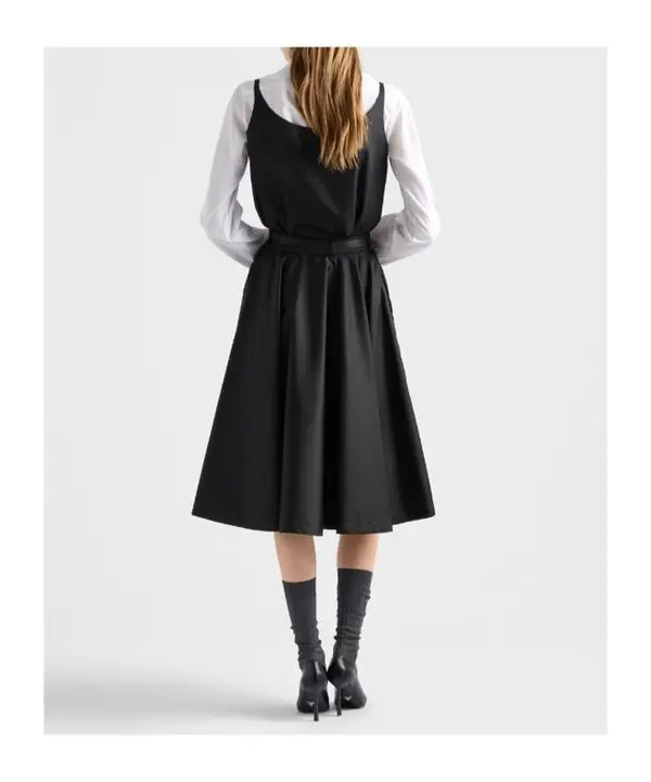 Prada Re-nylon Flared Skirt With Belt Loops And Front Zipper
