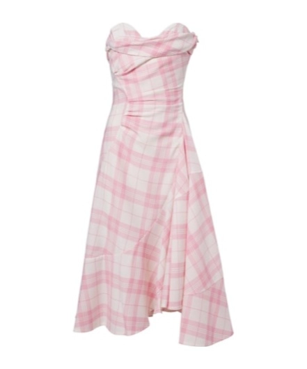VIVIENNE WESTWOOD Spiral Checked Wool-blend Bustier Dress - Pink