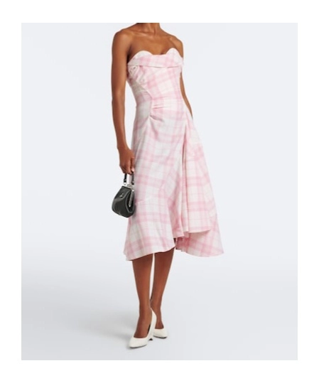 VIVIENNE WESTWOOD Spiral Checked Wool-blend Bustier Dress