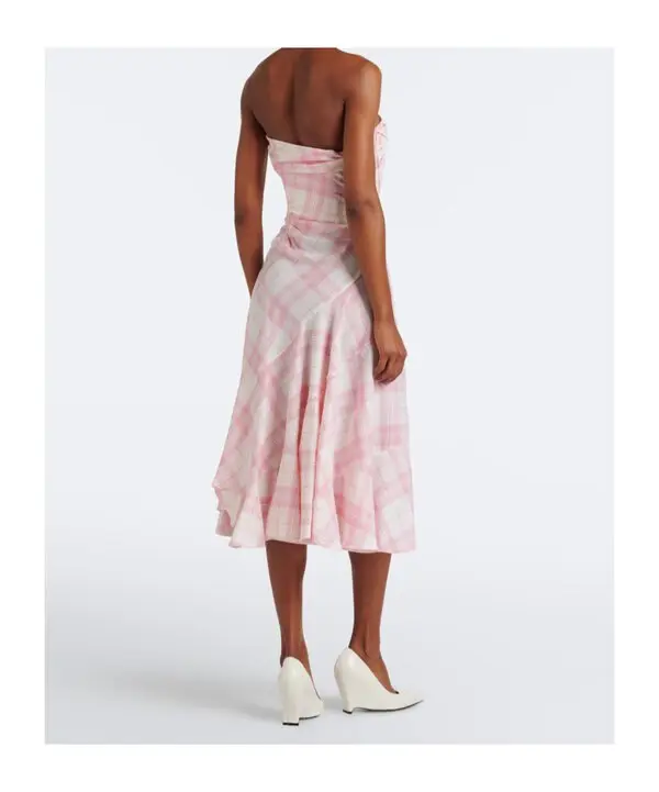 VIVIENNE WESTWOOD Spiral Checked Wool-blend Bustier Dress