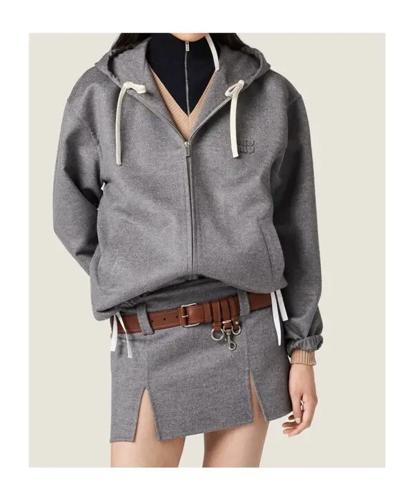 Miu Miu Logo-patch Drawstring Hoodie