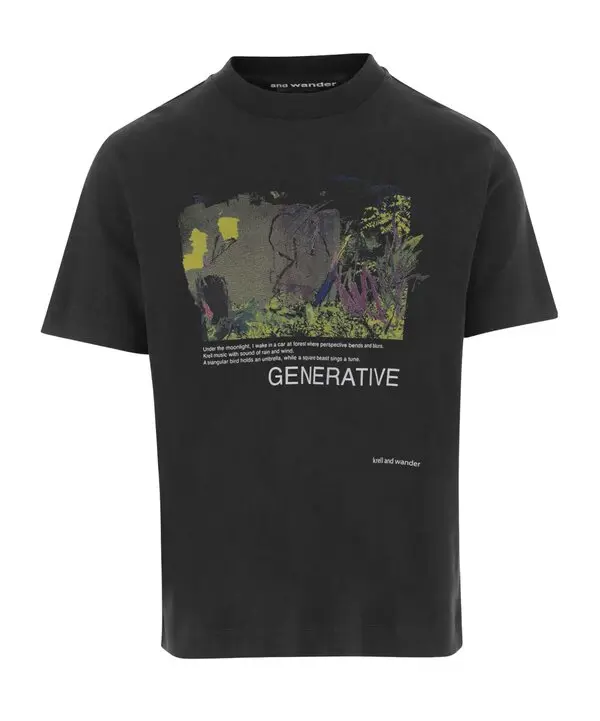 AND WANDER Printed Crew Neck T-shirt