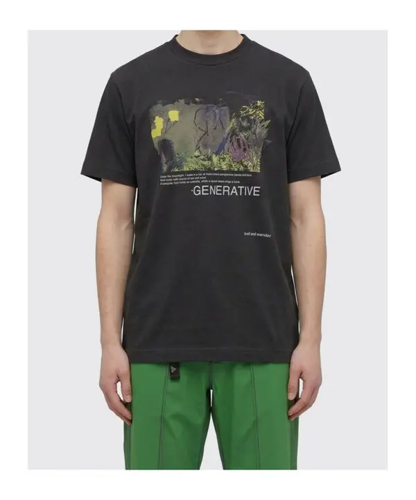 AND WANDER Printed Crew Neck T-shirt
