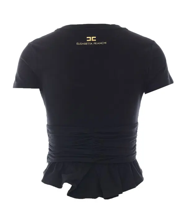 Elisabetta Franchi Short-sleeved T-shirt With Gold Buckle Detail