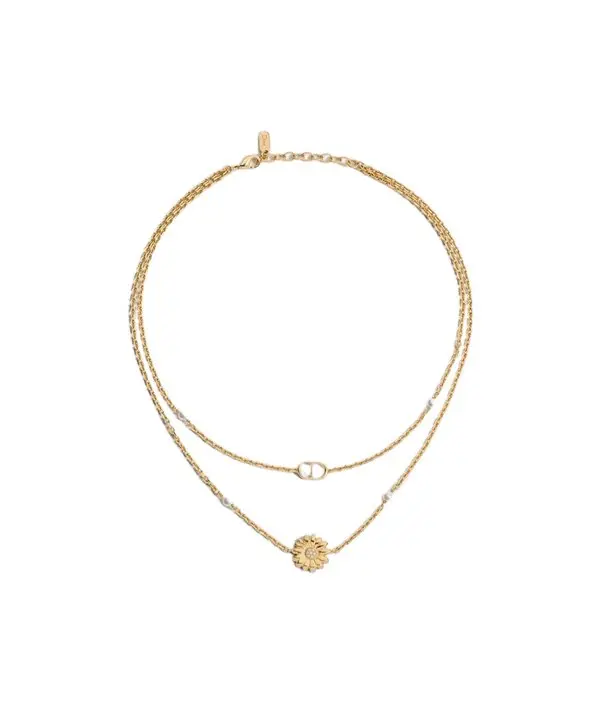 Dior Cd Multi Flowers Necklace - Gold