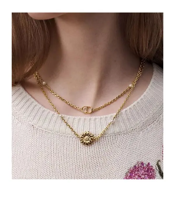 Dior Cd Multi Flowers Necklace