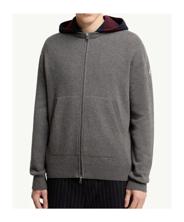 Moncler Striped Hood Wool Cashmere Cardigan