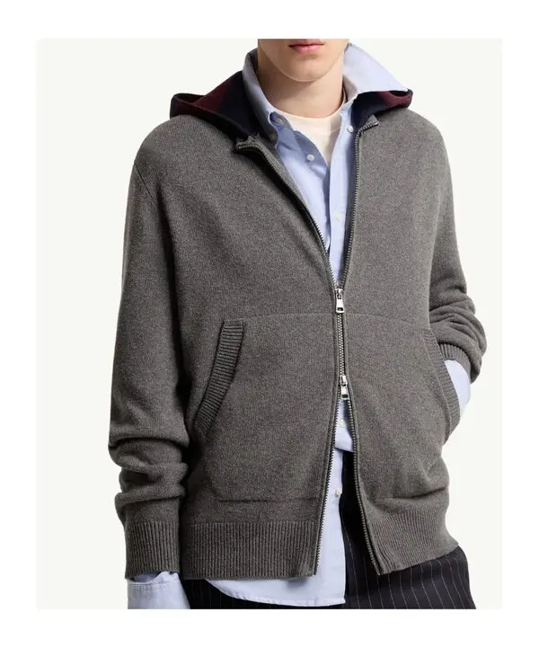 Moncler Striped Hood Wool Cashmere Cardigan