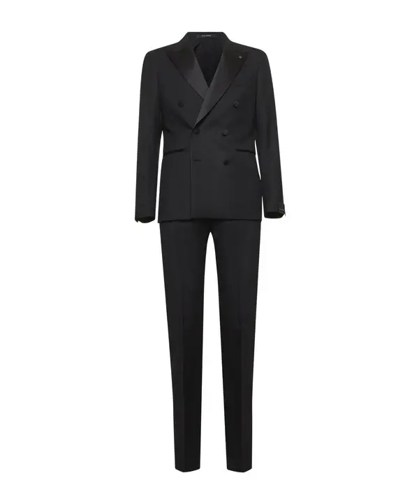 Tagliatore Jacquard Double-breasted Suit Set - Black