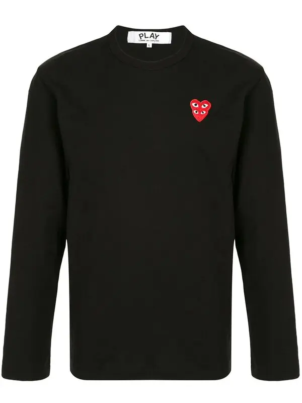 Play Comme Des Garcon Embroidered Logo T-shirt - Black
