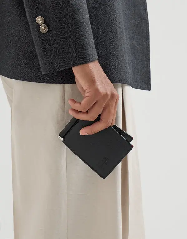 Brunello Cucinelli Grained Leather Money Clip Wallet
