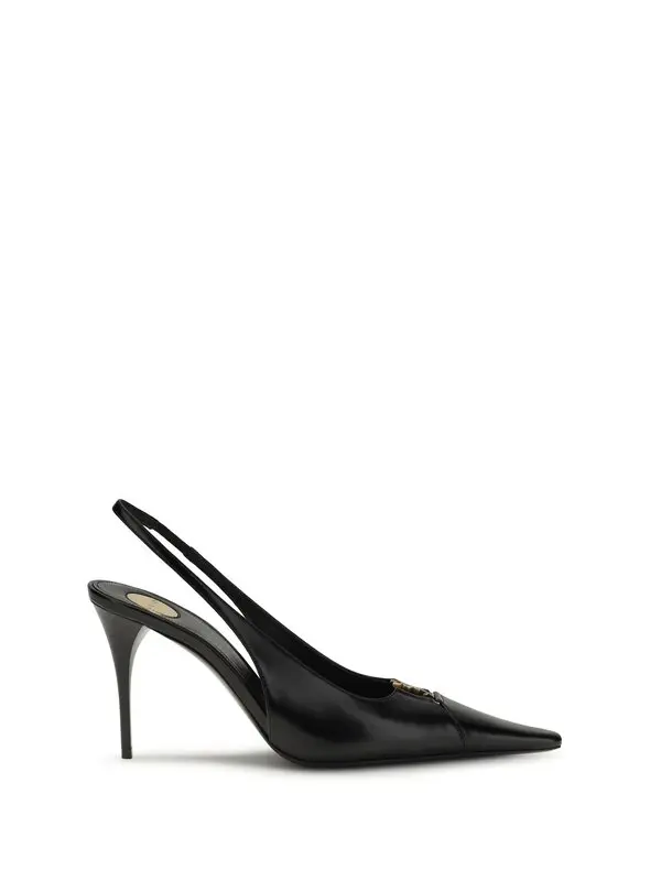 Saint Laurent Babylon Slingback Pumps With Monogram Detail - Black
