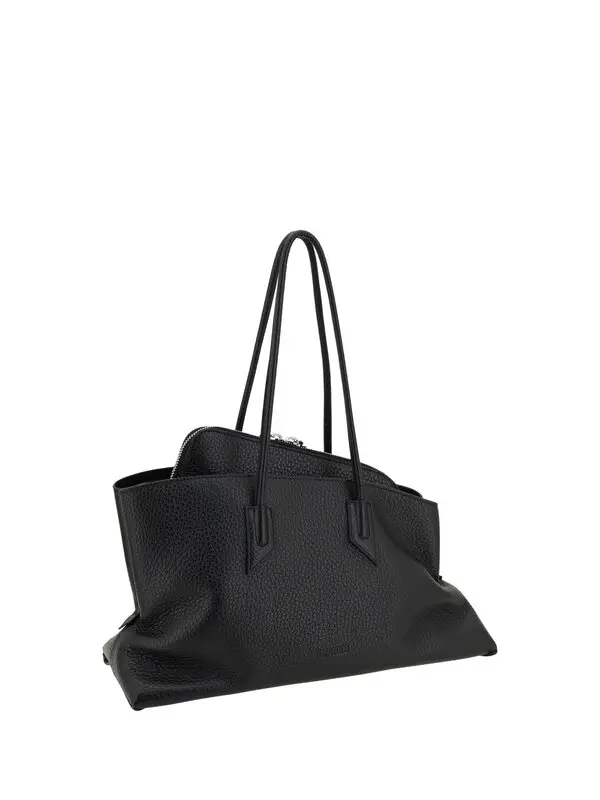 Attico La Passeggiata Leather Shoulder Bag - Black
