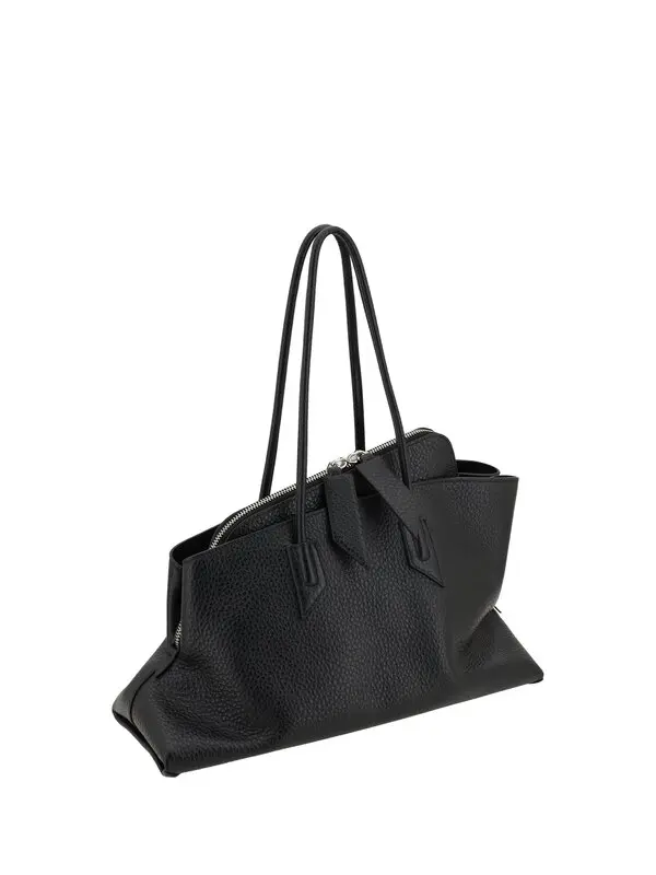 Attico La Passeggiata Leather Shoulder Bag - Black