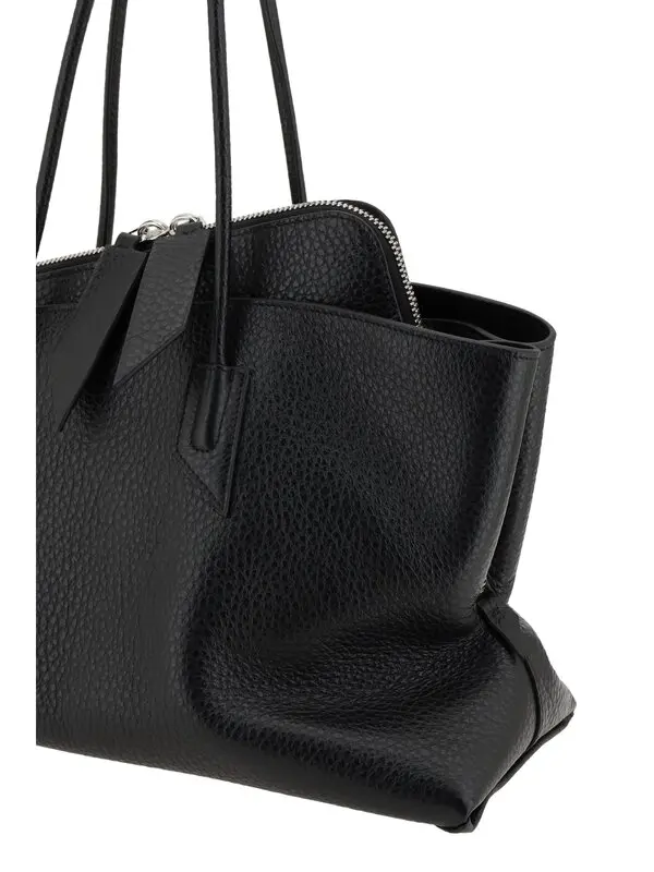 Attico La Passeggiata Leather Shoulder Bag - Black