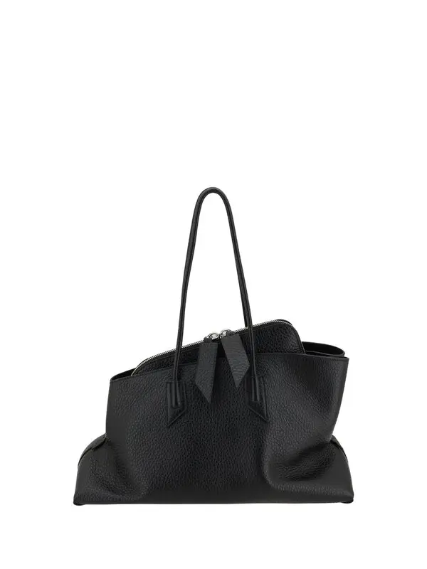 Attico La Passeggiata Leather Shoulder Bag - Black