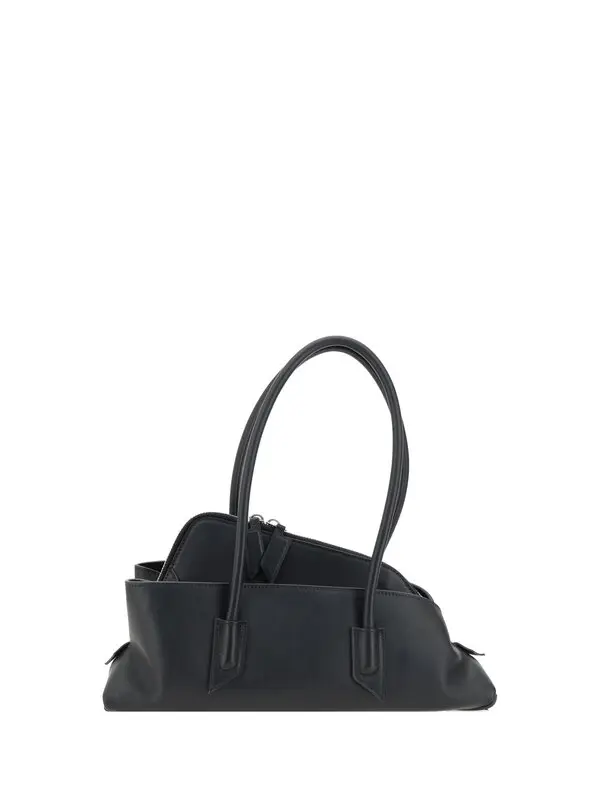Attico La Passeggiata Small Leather Shoulder Bag - Black