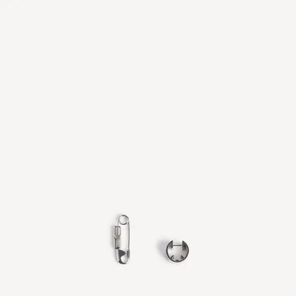 Balenciaga Asymmetrical Pin Earrings - Silver