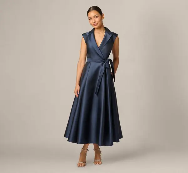 Adrianna Papell Petite Sleeveless Mikado Suit Dress - Midnight