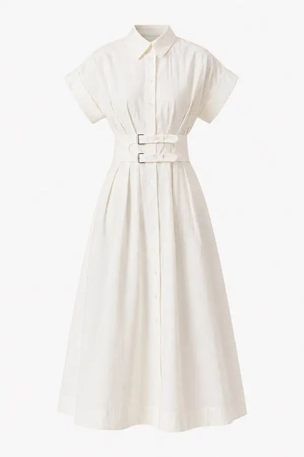 EXQUISE Neutrals / Samantha Midi Dress Ecru