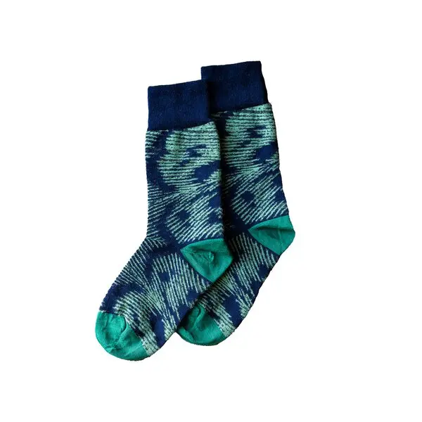 ESSIEN & EMRE Pavo Pattern Wool Socks Navy