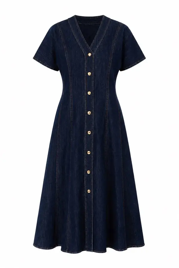 EXQUISE Blue / Black Kennedy Midi Dress Indigo