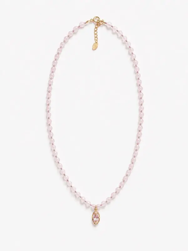 INARI JEWELLERY Knotted Kunzite And Rose Quartz Pendant Necklace - Pink