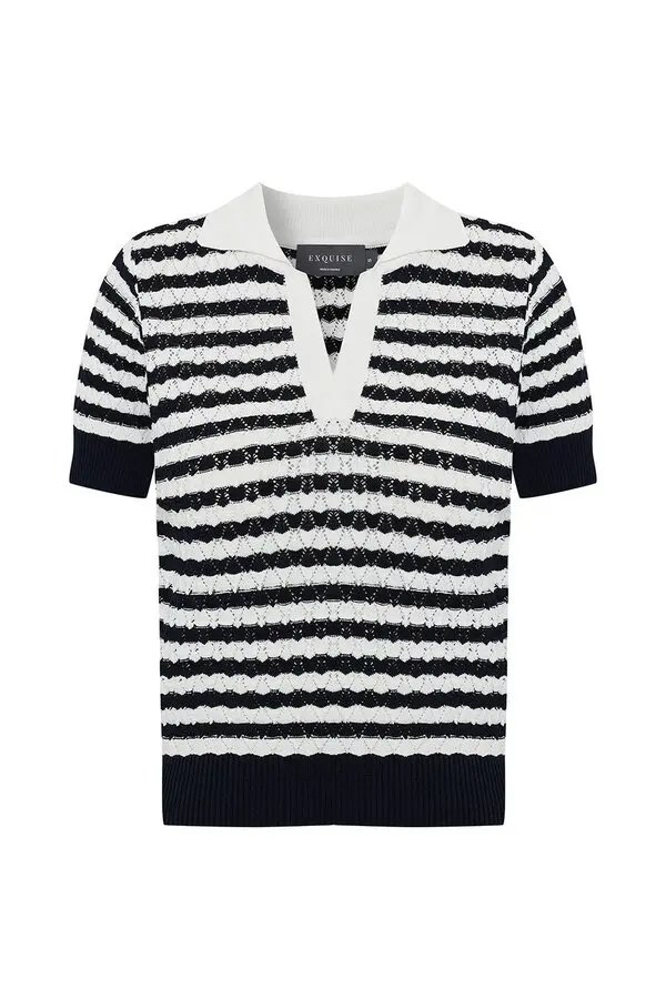EXQUISE Ariyah V Neck Knit Blouse Multi Color