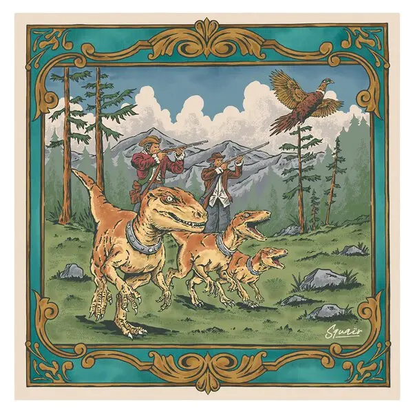 SQUAÏR A Hunt Before Time Antique Bone Cotton Bandana