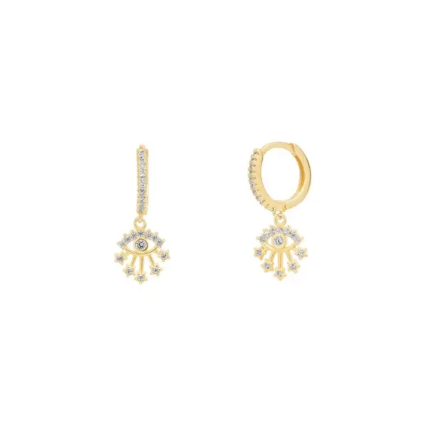 SPERO LONDON Fine 14ct Solid Evil Eye Drop Earrings