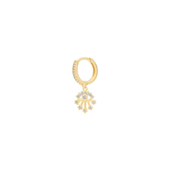SPERO LONDON 14ct Solid Evil Eye Drop Earring - Gold