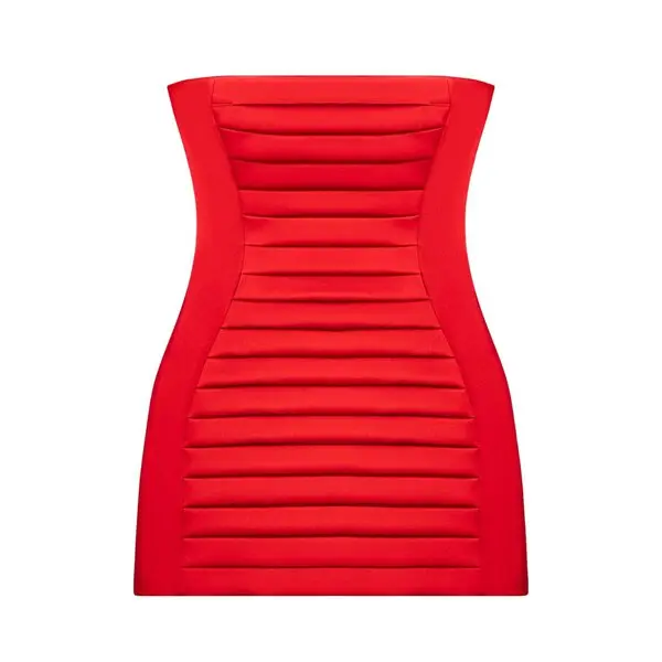 NOCTURNE Strapless Ribbed Mini Dress