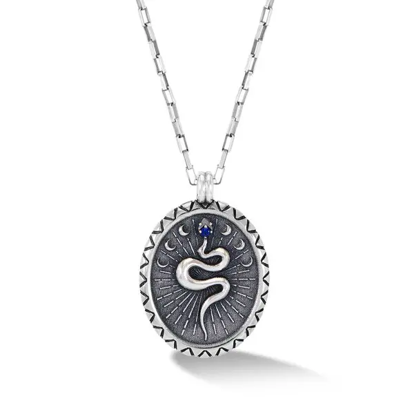 DOWER & HALL Snake Talisman Necklace Oxidised Sterling