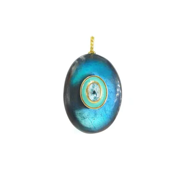 KAMARIA Labradorite And Topaz Oval Pendant - Black