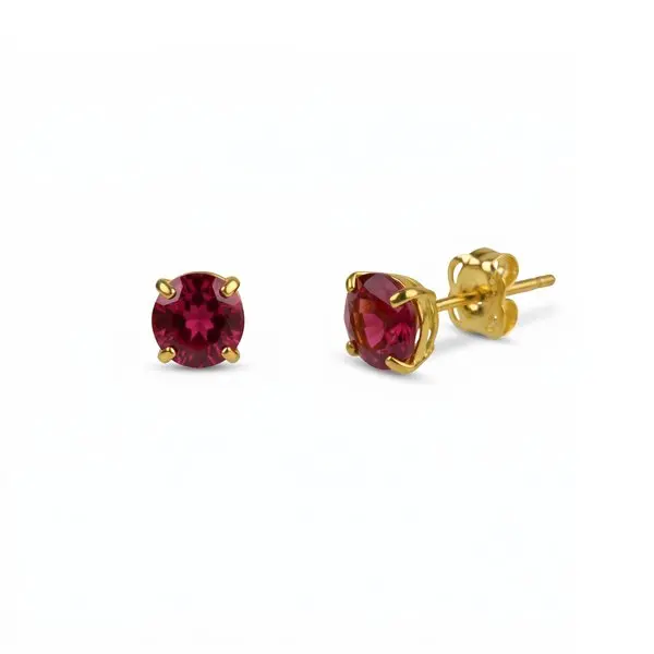 SPERO LONDON 9ct Gold Round Garnet Stud Earrings - Red