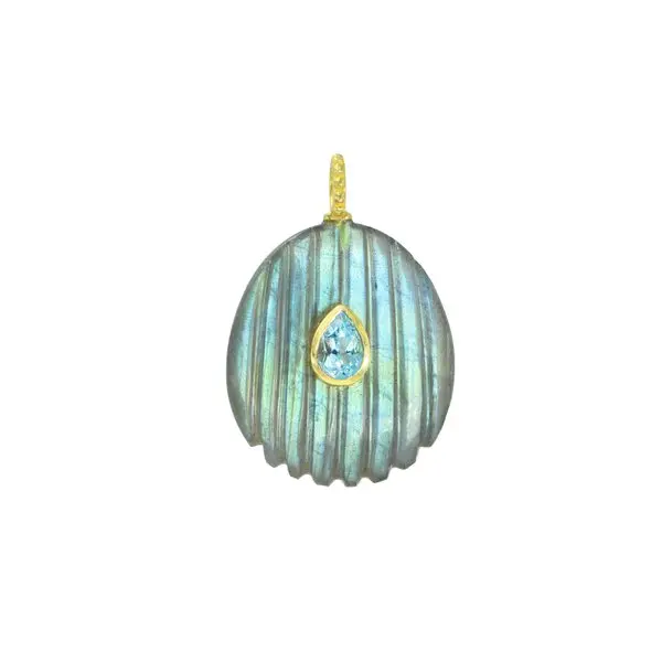 KAMARIA Labradorite Gemstone Pendant With Topaz Shell