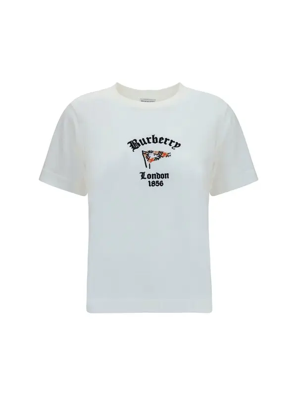 Burberry Cotton T-shirt With Check Flag Embroidery - White