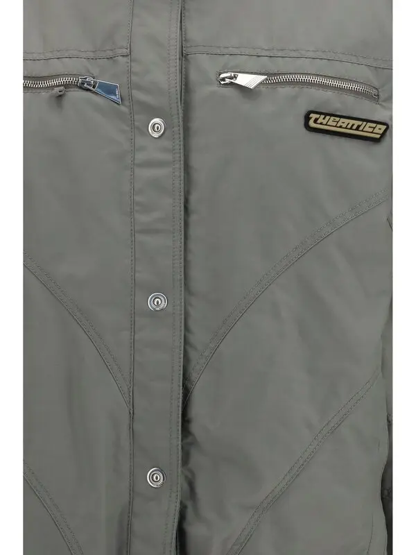 Attico High-neck Bomber With Zips - Gray