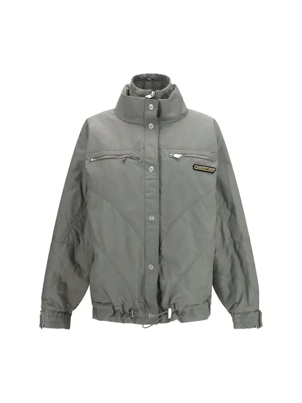 Attico High-neck Bomber With Zips - Gray