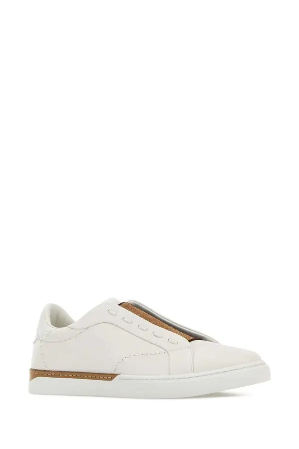Fendi Chalk Leather Slip-on Sneakers - White