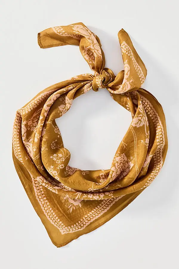 Vismaya 100% Silk Scarf With Floral Print - Chartreuse