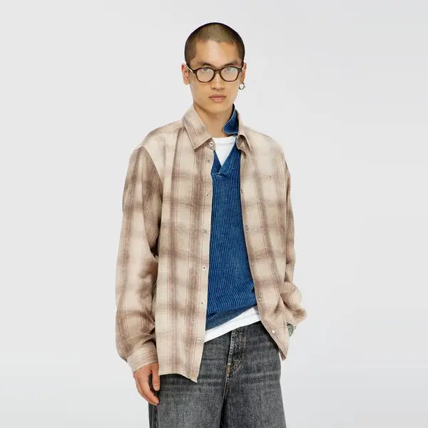 DIESEL® Check Shirt In Fluid Fabric - Brown